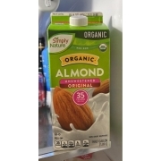 Simply Nature Almond Milk, Original, Unsweetened, Organic: Calories ...