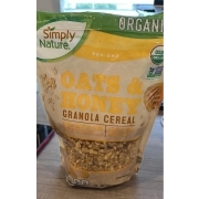 Simply Nature Granola Cereal, Oats & Honey, Organic: Calories ...