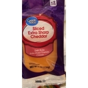 Great Value Cheese, Extra Sharp Cheddar, Deli Style, Sliced: Calories ...