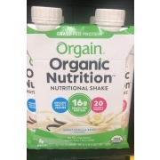 Orgain Nutritional Shake, Sweet Vanilla Bean: Calories, Nutrition ...