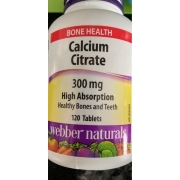 Webber Naturals Calcium Citrate, Bone Health: Calories, Nutrition ...