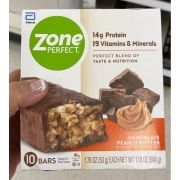 Zone Perfect Nutrition Bar, Chocolate Peanut Butter: Calories ...