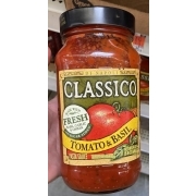 Classico Pasta Sauce, Tomato & Basil: Calories, Nutrition Analysis ...
