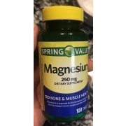 Spring Valley Magnesium 250mg, Dietary Supplement: Calories, Nutrition ...