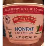 Friendly Farms Yogurt, Greek Raspberry: Calories, Nutrition Analysis ...