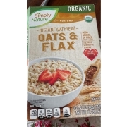 Simply Nature Instant Oatmeal, Oats & Flax: Calories, Nutrition ...
