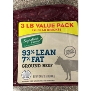 Signature Farms Ground Beef, 93% Lean, 7% Fat: Calories, Nutrition ...