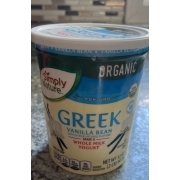Simply Nature Greek Yogurt, Vanilla Bean, Organic: Calories, Nutrition ...