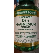 Nature's Bounty Immune Formula, Advanced D3+ Magnesium Citrate ...