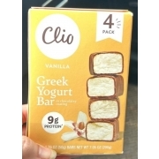 Clio Greek Yogurt Bar, in Chocolate Coating, Vanilla: Calories ...