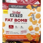 Fat Bomb Snack Crisps, Slim Fast, Keto, Real Cheddar Cheese: Calories ...