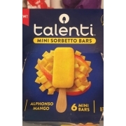 Talenti Mini Sorbetto Bars, Alphonso Mango: Calories, Nutrition ...