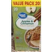 Great Value Instant Oatmeal, Apples And Cinnamon: Calories, Nutrition ...