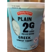 Friendly Farms Yogurt, Lowfat, Greek, Plain: Calories, Nutrition ...