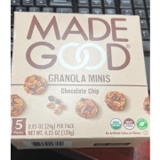 Made Good Granola Minis, Chocolate Chip: Calories, Nutrition Analysis ...