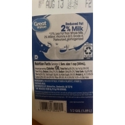 Great Value Milk, Reduced Fat, 2% Milkfat: Calories, Nutrition Analysis ...