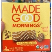 Made Good Oat Bars, Mornings, Soft Baked, Cinnamon Bun: Calories ...