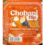 Chobani Yogurt, Flip, Pumpkin Harvest Crisp: Calories, Nutrition ...